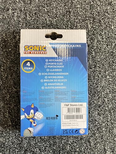 Sonic The Hedgehog Keyrings for Kids Knuckles Shadow Tails Rubber Boys Keyrings Collectables 4 Pack Mini Figures Keychain Set Gamer Gifts for Boys