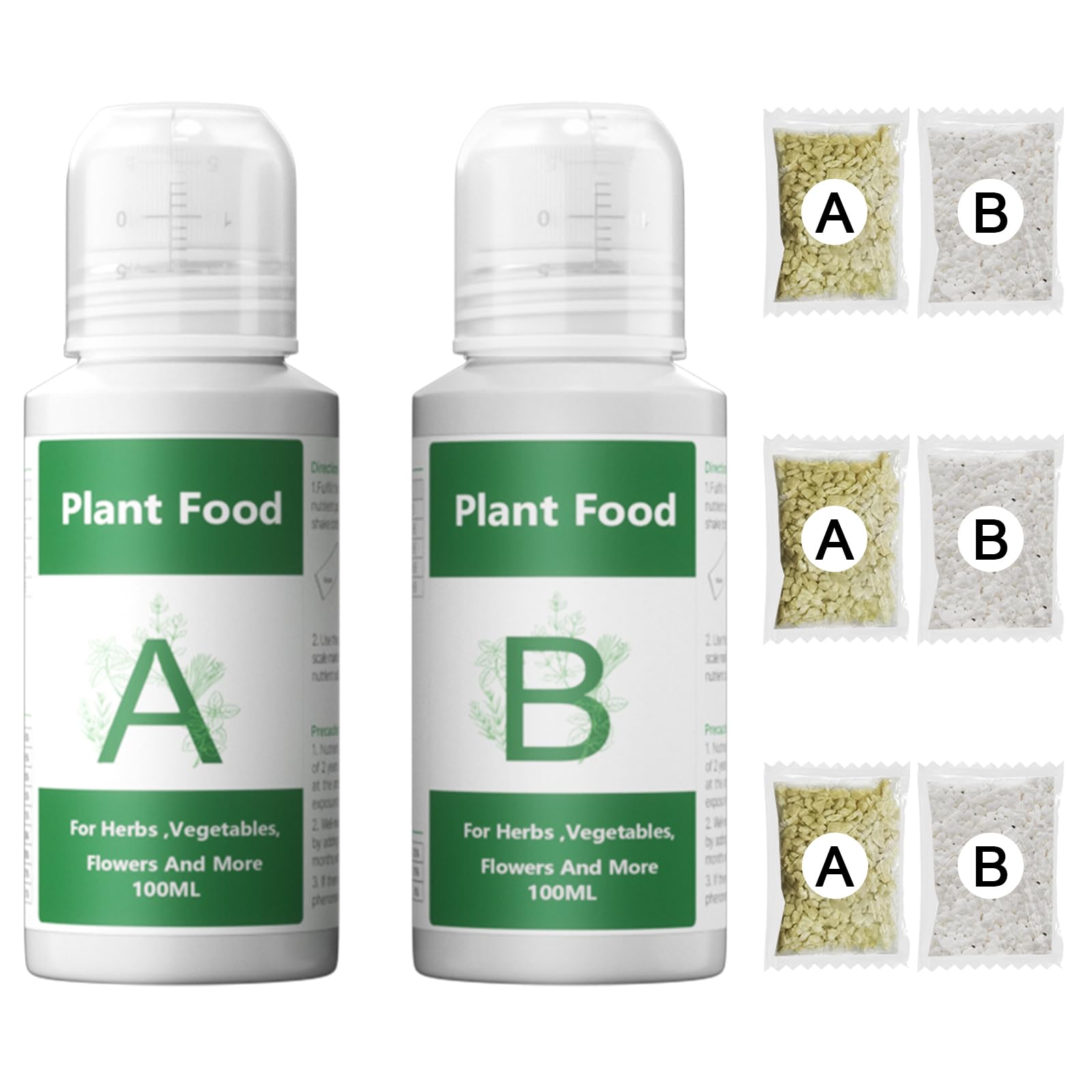 Hydroponics Nutrients (800ml in Total), Plant Food A & B Hydroponics Supplies, Indoor Plant Fertilizer for Hydroponics Growing System, Growing System Accessories for Vegetables Fruits Flowers Thrive