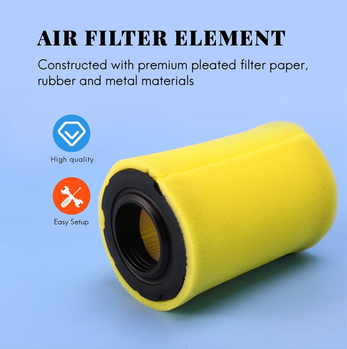 796031 Air Filter with Fuel Filter for John Deere D100 D110 D125 D130 Fits for Husqvarna Yta22V46 Yth22V46 Yth24V48 Hu800Awd, BS 591334 492932 310000 Engine Lawn Mower