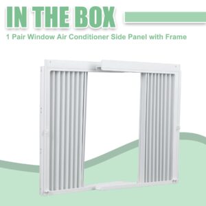 Memrita Window AC Side Panels with Frame Set,Air Conditioner Accordion Filler Curtain Replacement for Window AC Units,Fits Most 8,000 BTU Units,White,2 Pack