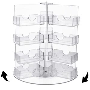 qunclay acrylic business card holder multi slot card organizer plastic rotating business card holders clear sticker holders multi pocket rotating holder countertop organizer display (24 pocket)