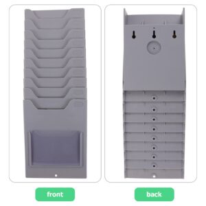 Cabilock Wall Mount File Holder Expandable Rack Retractable Holder Wall Mounted Stacking Holder with 10 Pocket Slots Attendance Card Holder Slot for Office Warehouse Grey Expandable Rack