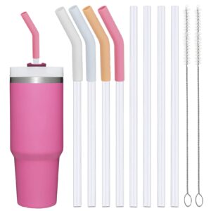 greant 8 pcs straw compatible with stanley adventure quencher 40oz, 12 inch straw compatible with stanley 40oz tumbler with handle, come with 4 pcs straw covers compatible with stanley