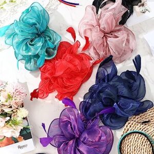 6 Pcs Fascinators Hat Tea Party Headwear Ribbons Feathers Women Hat Flower Mesh Headband Wedding Flower Hair Clip for Party Wedding Carnival