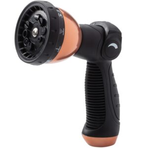 pocket hose copper bullet spray nozzle infused with copper, as-seen-on-tv, 10 spray patterns, easy thumb control on/off valve, lead-free, ergonomically designed, non-slip grip, high-pressure