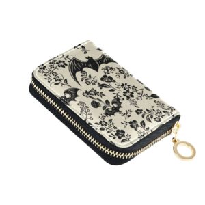 ncrjczql goth bat flowers rfid credit card holder wallets accordion for women leather zipper card case accordion wallet for ladies girls