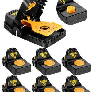 OSVDO Rat Trap, Large Chipmunk Traps, Mouse Traps for Indoor & Outdoor, Instant Kill Traps for Mouse Rat Chipmunk, Safe Set Up and Reusable - 6 Pack Black