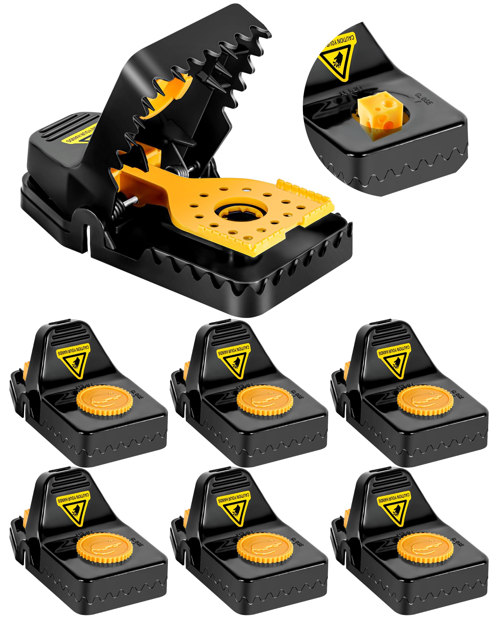 OSVDO Rat Trap, Large Chipmunk Traps, Mouse Traps for Indoor & Outdoor, Instant Kill Traps for Mouse Rat Chipmunk, Safe Set Up and Reusable - 6 Pack Black