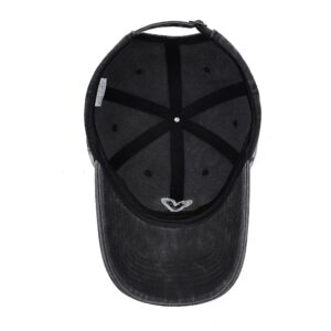 Unisex Vintage Washed Distressed Baseball Cap Twill Adjustable Dad Hat (Black)