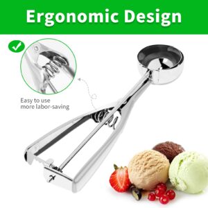 3PCS Ice Cream Scoop,Premium cookie scoop set,Small/Medium/Large stainless steel Scoops,Professional Ice cream Scooper with Trigger Release for Baking, Cookie, Fruit and Ice Cream by AOULELA