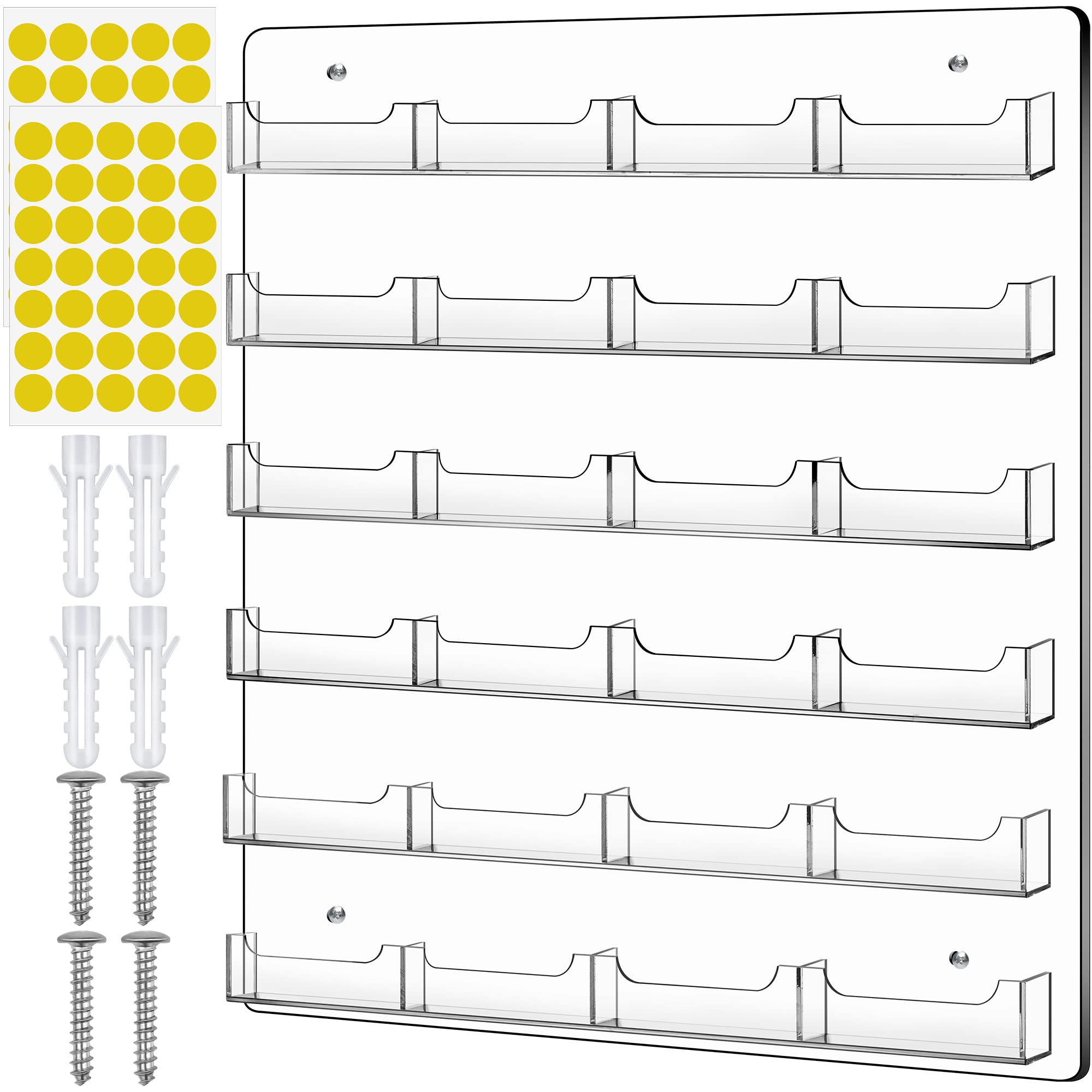 TURSTIN Business Card Holder Wall Mount Clear Sticker Display Marketing Holder Acrylic Business Card Stand Multi Pocket Rack Organizer Space Saver for Home Office (24 Pockets)