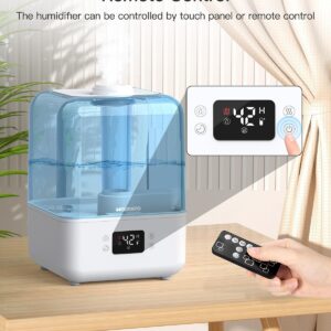 MORENTO Humidifiers for Bedroom, 4.5L Top Fill Humidifiers for Large Room, Cool Mist Humidifiers for Home, 360 Nozzle, Auto Shut-Off, Humidity Setting, Last up to 50Hrs with Night Light, White