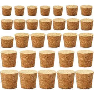 30pcs cork stoppers, wooden tapered cork plugs, wooden tapered wine bottle stoppers replacement corks for wine beer bottle crafts, 6 sizes