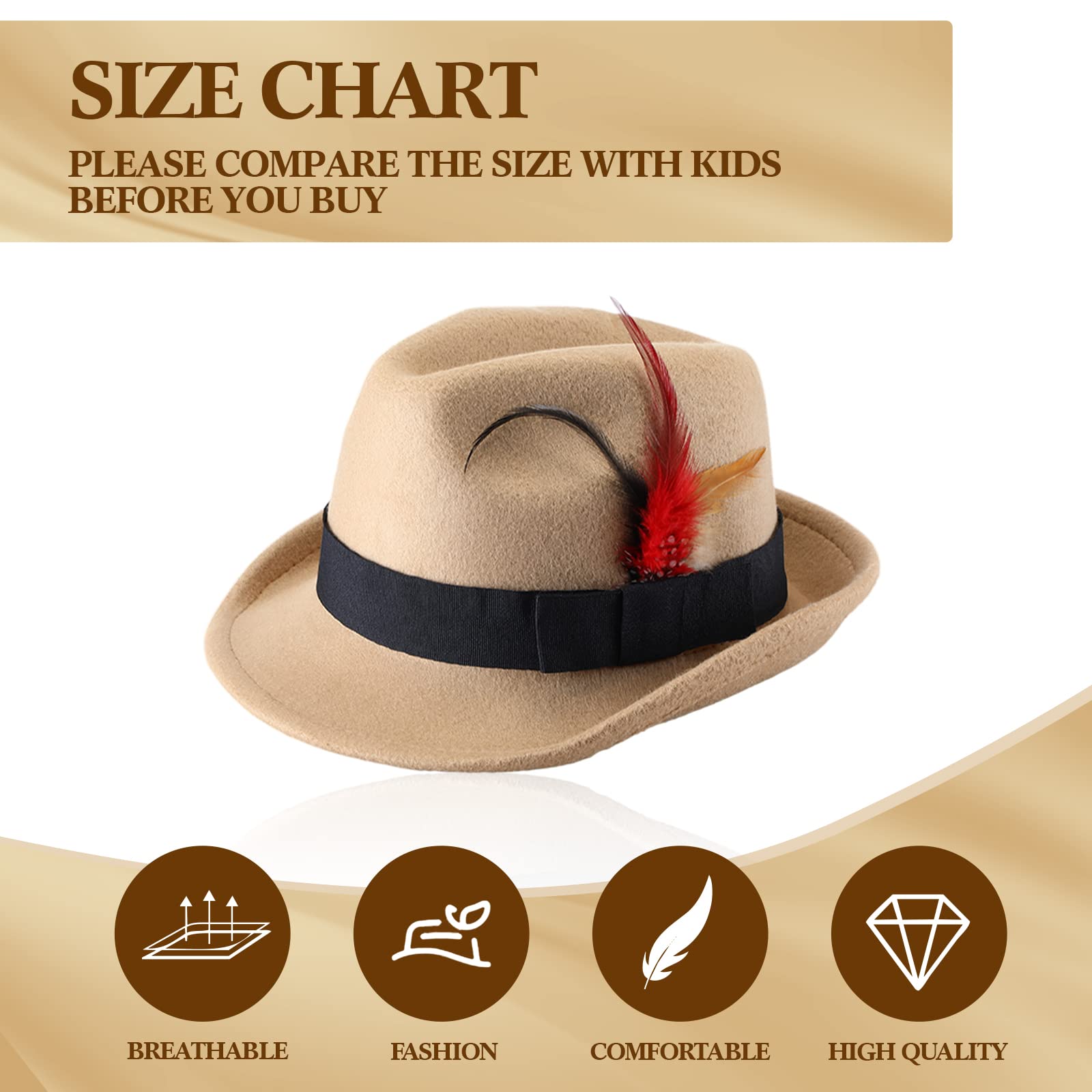 Xtinmee 6 Pcs Hats for Men Wide Brim Jazz Hat with Feather Panama Hats 1920s Hat Casual Bowler Hat for Women Costume, 6 Colors