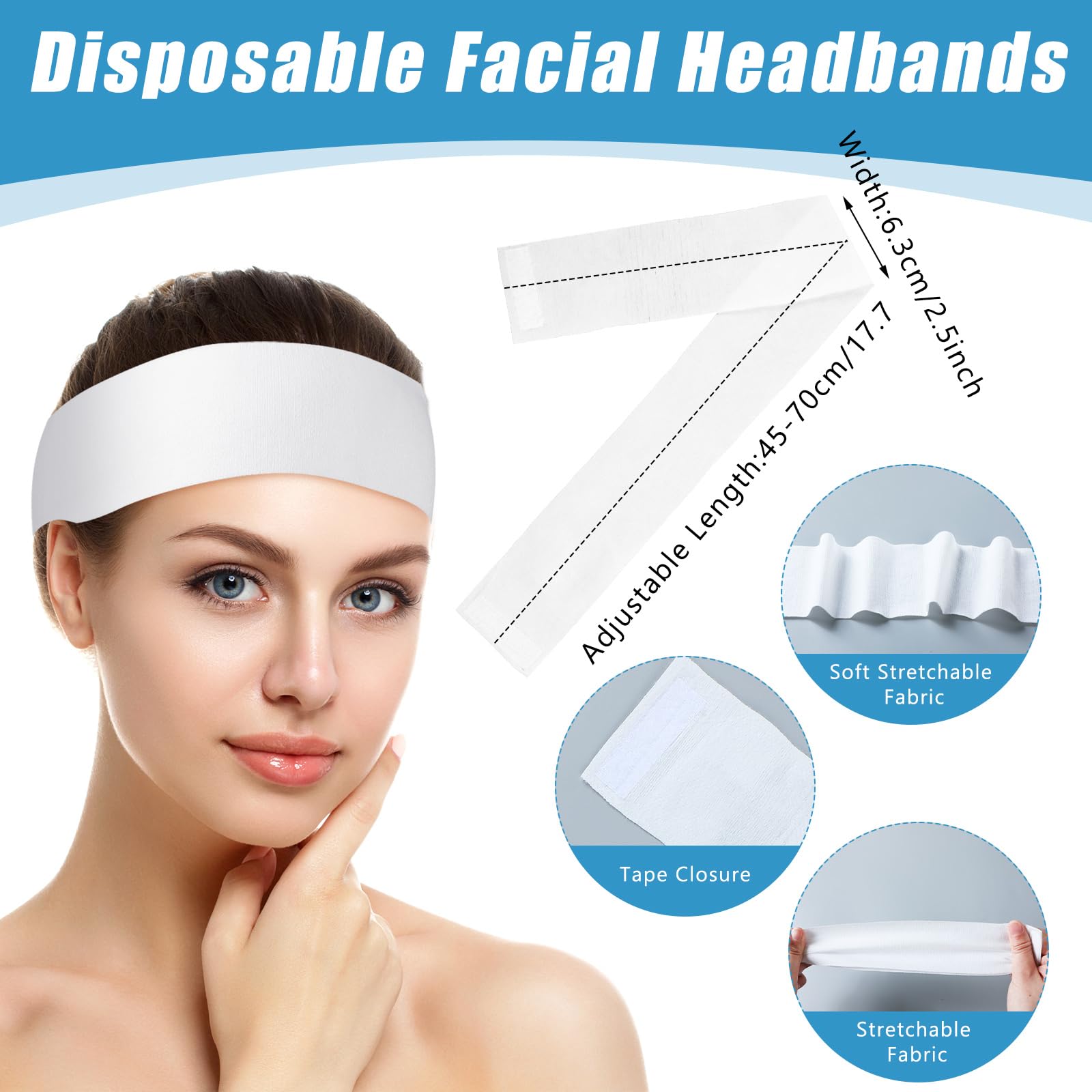 Jiuguva 20 Sets Disposable Facial Headband and Spa Wrap Bathrobe Adjustable Nonwoven Bath Wrap Spa Headbands for Women Sauna Salon Skirt Sweat Steaming Hair, White