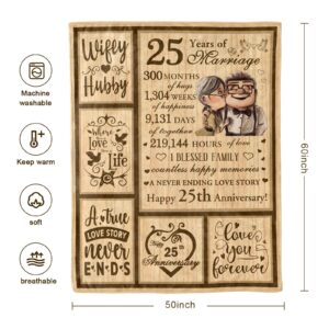 AKLSNDLKA 25th Anniversary Blanket Gifts,25th Silver Anniversary Wedding Gifts for Couple,Gifts for 25th Anniversary, 25 Year Anniversary Wedding Gifts,25th Anniversary Decorations Blanket