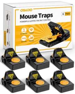 osvdo rat trap, large chipmunk traps, mouse traps for indoor & outdoor, instant kill traps for mouse rat chipmunk, safe set up and reusable - 6 pack black