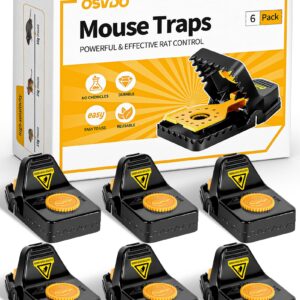 OSVDO Rat Trap, Large Chipmunk Traps, Mouse Traps for Indoor & Outdoor, Instant Kill Traps for Mouse Rat Chipmunk, Safe Set Up and Reusable - 6 Pack Black