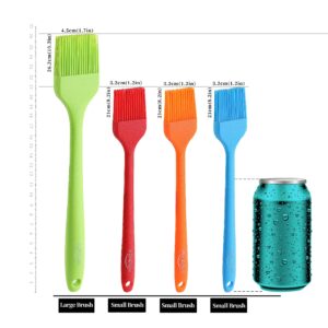 4PCS Silicone Basting Pastry Brush, MONGSEW Heat Resistant Food Brush Spread Oil Butter Sauce for BBQ Grill Baking Kitchen Cooking, BPA Free, Dishwasher Safe (Multicolor, 4 Pcs)