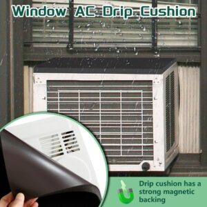 Memrita Window Air Conditioner Drip Cushion, Removable AC Rain Cover with Magnetic Pad for Window AC Units,Stops Cushion Moving Stops Dropping Noise Foam Cushion (Black)