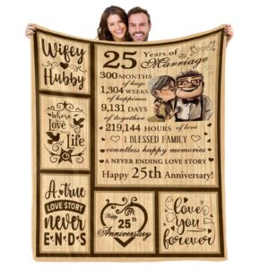 AKLSNDLKA 25th Anniversary Blanket Gifts,25th Silver Anniversary Wedding Gifts for Couple,Gifts for 25th Anniversary, 25 Year Anniversary Wedding Gifts,25th Anniversary Decorations Blanket