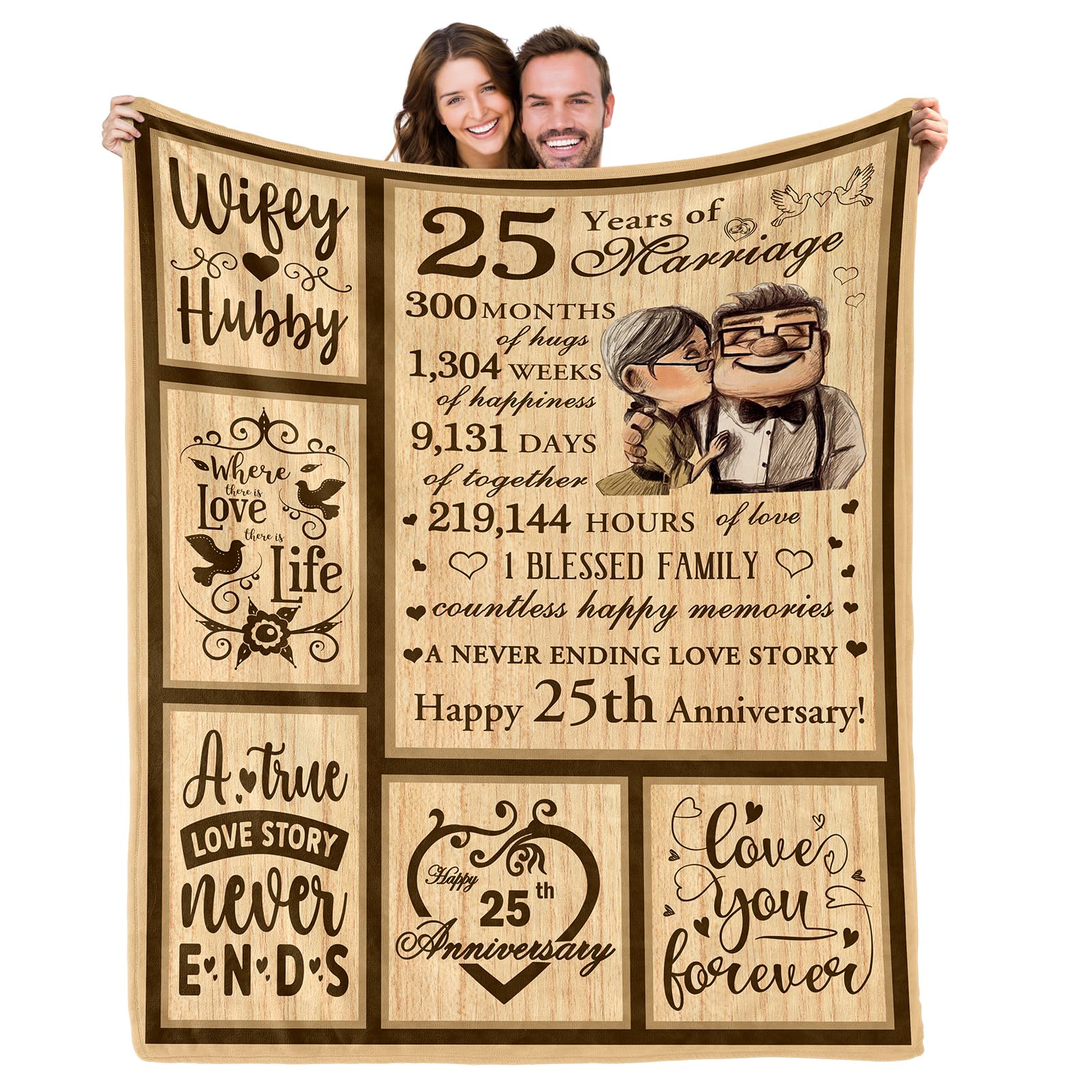 AKLSNDLKA 25th Anniversary Blanket Gifts,25th Silver Anniversary Wedding Gifts for Couple,Gifts for 25th Anniversary, 25 Year Anniversary Wedding Gifts,25th Anniversary Decorations Blanket