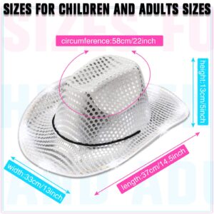 Tisancy 20 Pack Lights Cowboy Cowgirl Hat LED Flashing Hat Light Up Hat for Western Bachelorette Party Wedding Bridal(Silver,Trendy)