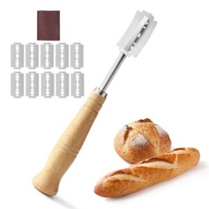 lccowot bread lame, stainless steel bread lame dough scoring tool, premium sourdough scoring tool, bread scorer with 10 razor blades