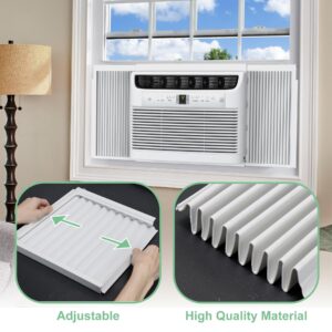 Memrita Window AC Side Panels with Frame Set,Air Conditioner Accordion Filler Curtain Replacement for Window AC Units,Fits Most 8,000 BTU Units,White,2 Pack