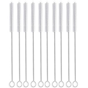 straw cleaner brush set, 10 pieces 10 inch stainless steel handle straw brush set, extra long straw brush for tumbler, sippy cup, water bottle and tubes (10inch)