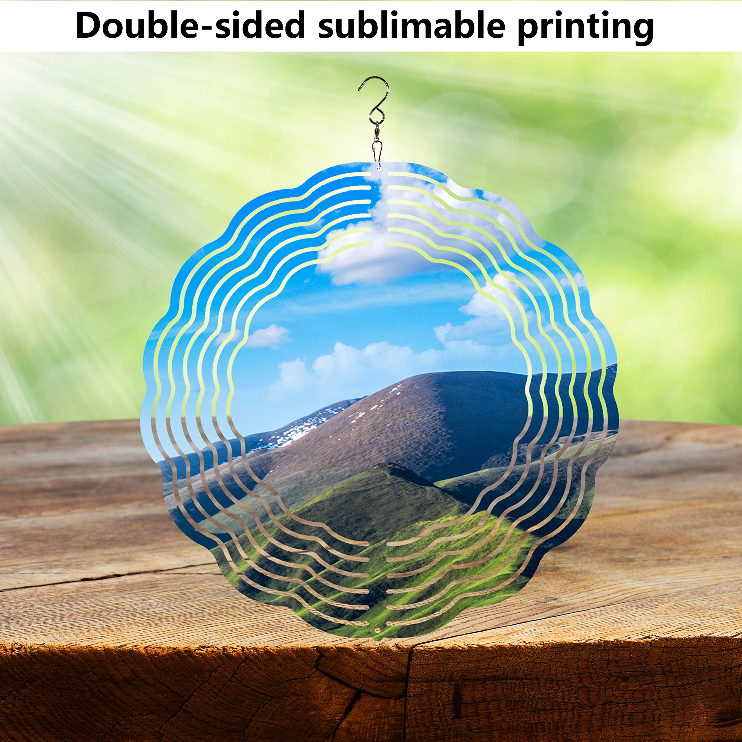 5PCS Sublimation Wind Spinner Blanks 8 Inch Sublimation Blanks Products Stainless Steel Metal Indoor Outdoor Garden Decoration for Heat Press Transfer Sublimation Blank Wind Spinners