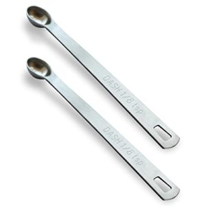 beryler 2 pcs 1/8 teaspoon(1/8 tsp | 0.625 ml | 0.625 cc | 0.02 oz) single measuring spoon, small measuring spoon only, individual tiny measuring spoons, stainless mini measuring spoons for cooking