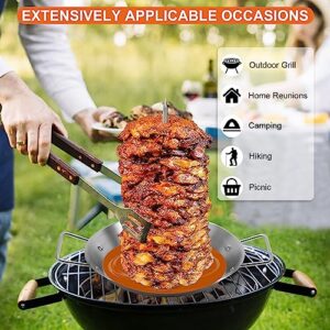 Al Pastor Skewer for Grill, Stainless Steel Vertical Skewer, Brazilian Vertical Spit Stand with 3 Removable Spikes(8”/10"/12”)& Brushes, for Tacos Al Pastor, Shawarma Kebabs Smoker Oven BBQ Dishes