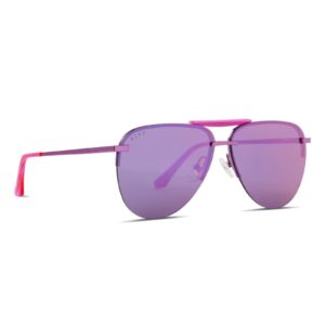 DIFF Tahoe Oversized Aviator Sunglasses for Women UV400 Protection, Pink Rush Metallic + Pink Rush Mirror