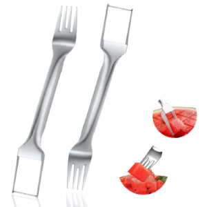 2pcs watermelon cutter slicer tool, 2 in 1 watermelon cutter, stainless steel watermelon slicer, portable watermelon fork, fruit watermelon slicer cutter for kitchen party camping