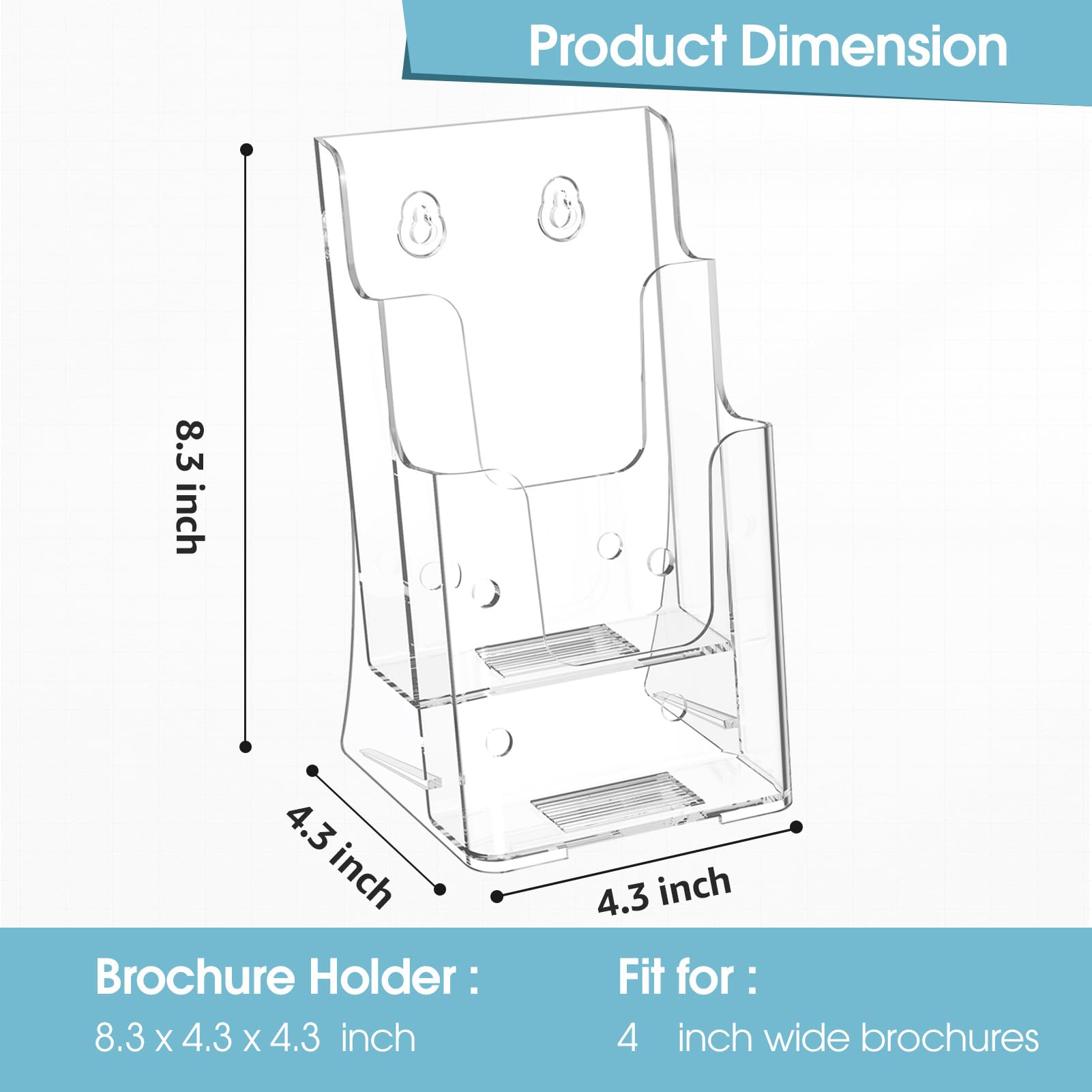 MaxGear Brochure Holder 2 Tier 4x9 inch Brochure Display Stand Flyer Holder Acrylic Brochure Holders Clear Pamphlet Holder Display Stand Literature Holder Wall Mount or Countertop, 2 Pack