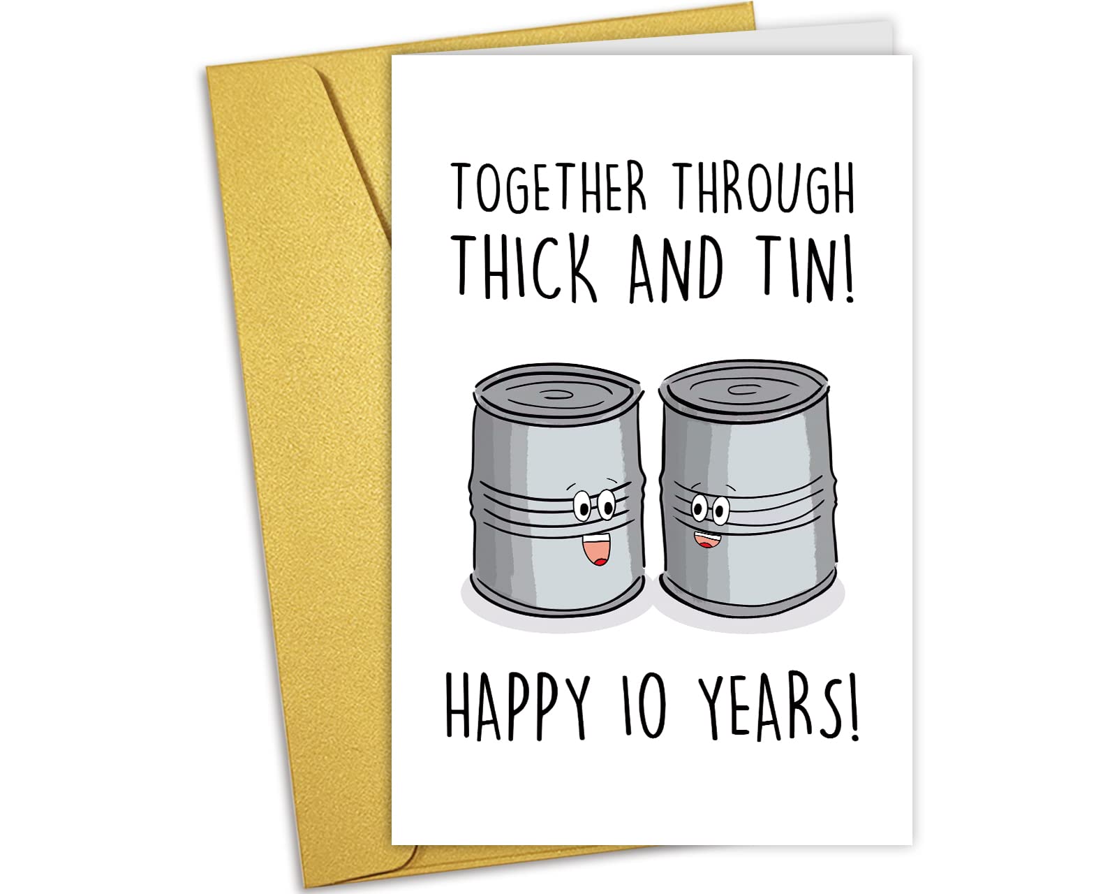 Nchigedy Tenth Anniversary Card for Him Her, Cute Tin Pun Anniversary Card, Funny Ten Years Card for Wife Husband