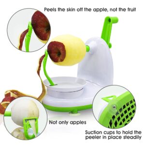 Upgraded Apple Peeler and Corer for Apple Pear Citrus Manual Rotating Kitchen Gadget Includes 2 Replacement Heads and 1 Splitter (whitish green)