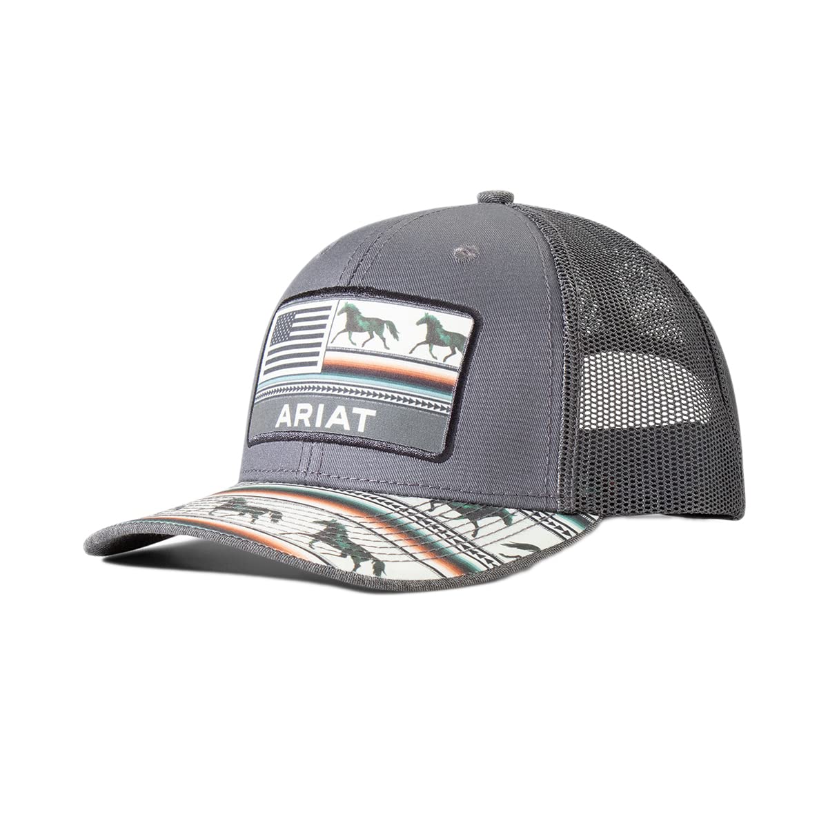 ARIAT Ladies Stripes Horse American Flag Grey Cap