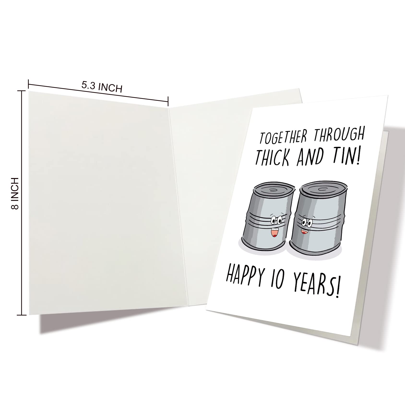 Nchigedy Tenth Anniversary Card for Him Her, Cute Tin Pun Anniversary Card, Funny Ten Years Card for Wife Husband