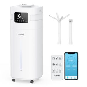 turbro commercial humidifier, wifi-enabled, 5.3gal/20l ultrasonic air vaporizer for large rooms up to 2000 sq ft, uv-c led, top refill, with 360°nozzle for whole house, greenhouse, plant