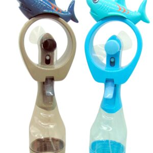 Shark Misting Spray Bottle Fan Kids Personal Cooling Mist Portable Handheld Humidifier Powered Fans with Mist for Boys or Girls, Set of 2