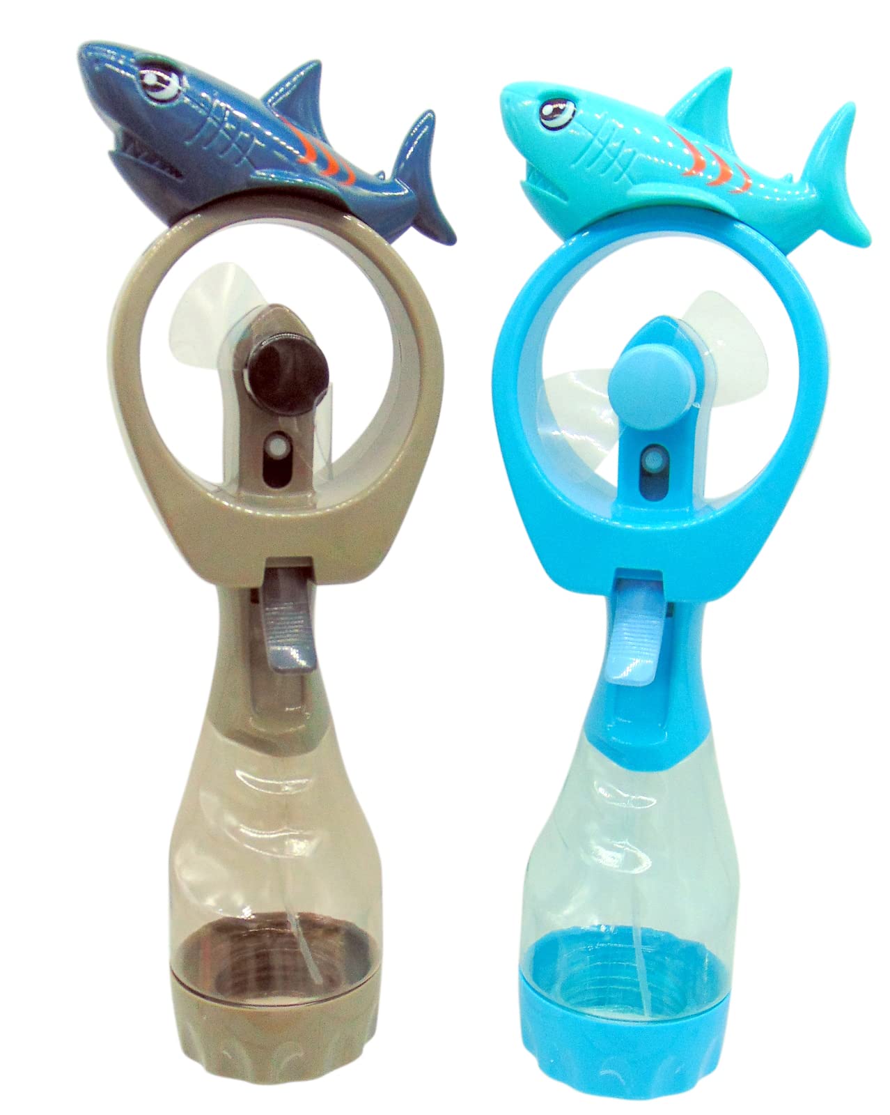 Shark Misting Spray Bottle Fan Kids Personal Cooling Mist Portable Handheld Humidifier Powered Fans with Mist for Boys or Girls, Set of 2