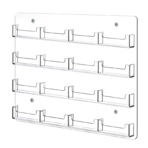 hblife clear acrylic business card holder wall mount sticker display rack multiple cards organizer for gift cards and brochures, 16 pockets