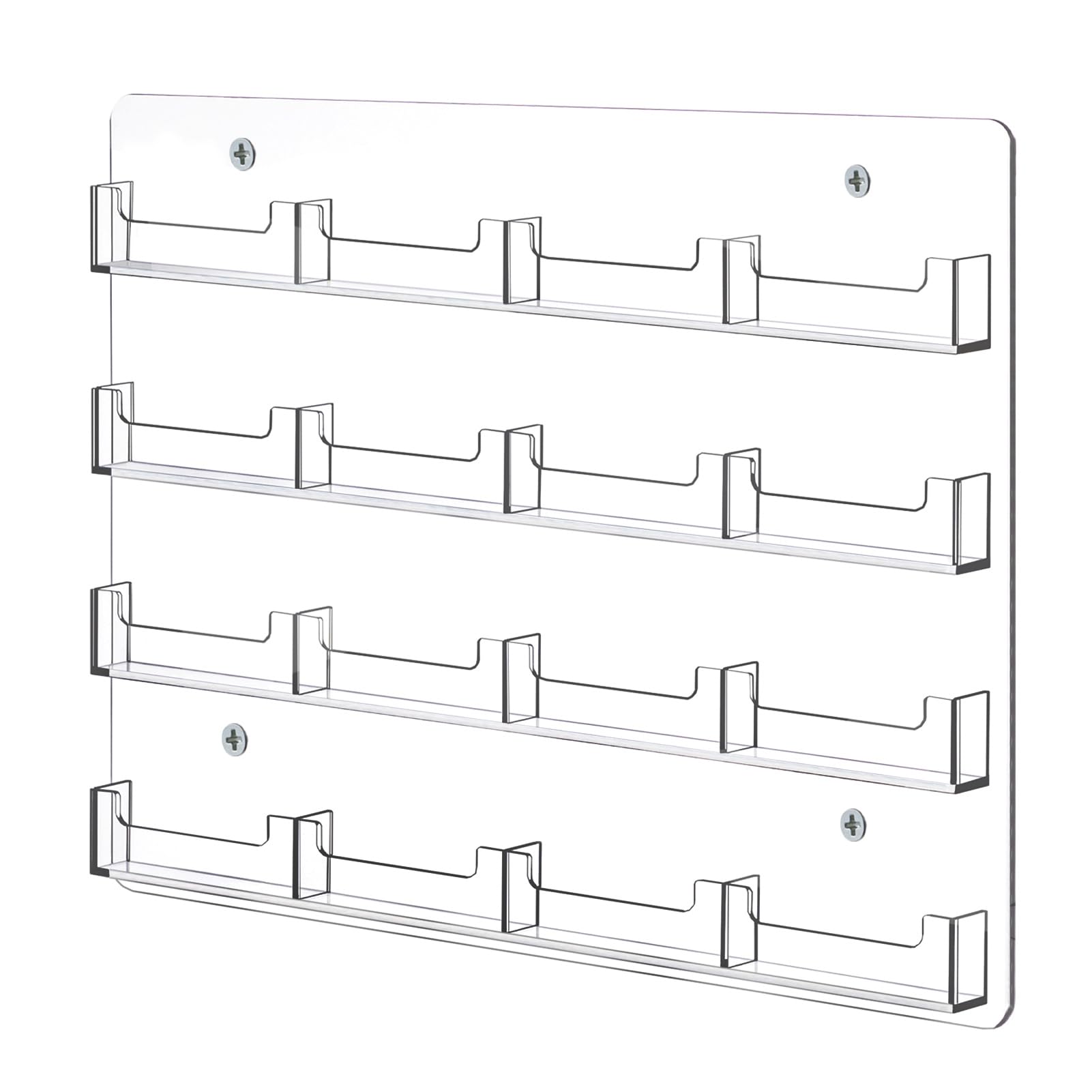 HBlife Clear Acrylic Business Card Holder Wall Mount Sticker Display Rack Multiple Cards Organizer for Gift Cards and Brochures, 16 Pockets