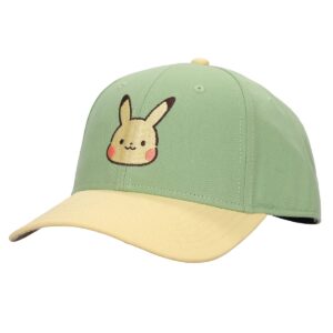 pokemon chibi pikachu women's green baseball cap