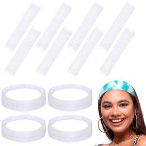 yunlly 12 pcs white headband for tie dye party supplies cotton headbands for women tie dye elastic head bands stretchy non slip white head wrap holder for accessories