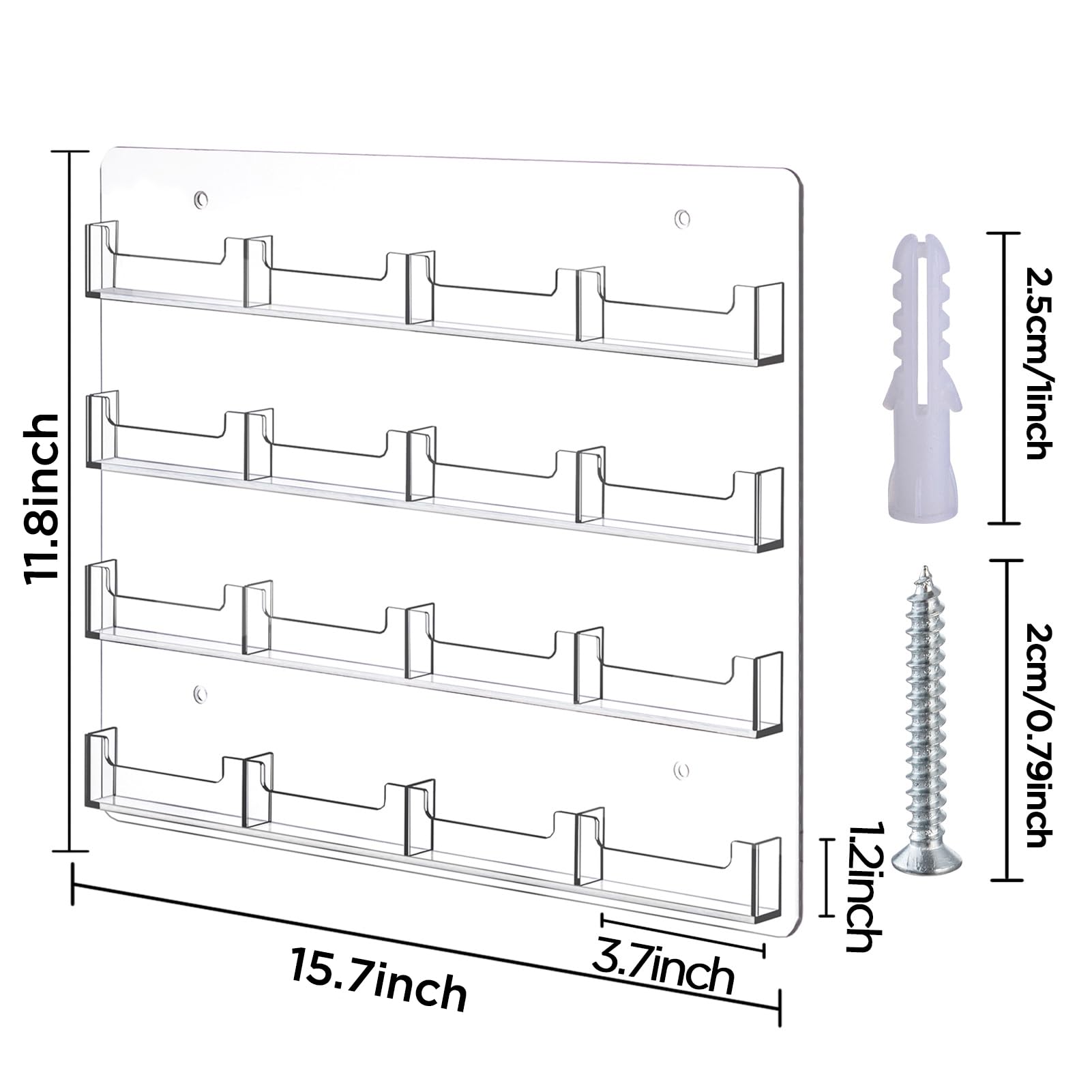 HBlife Clear Acrylic Business Card Holder Wall Mount Sticker Display Rack Multiple Cards Organizer for Gift Cards and Brochures, 16 Pockets