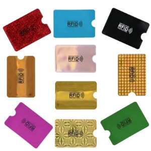 shudyear rfid wallet women card sleeves,rfid blocking sleeves card holder,10pcs for credit card protector set rfid identity card protector easily into your wallet(colorful)