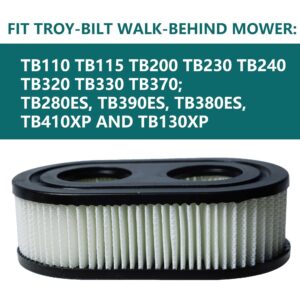 2pc Air Filter for Troy-Bilt TB110 TB115 TB200 TB230 TB240 TB320 TB330 TB370 593260 798452 334404 Series Engine 550E 500EX 550EX 625 575EX 4247 5432 5432K 09P00 09P702 Lawn Mower